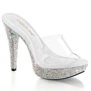 Pleaser | Shoes | Pleaser Fabulicious Cocktail Clear Silver Platform ...